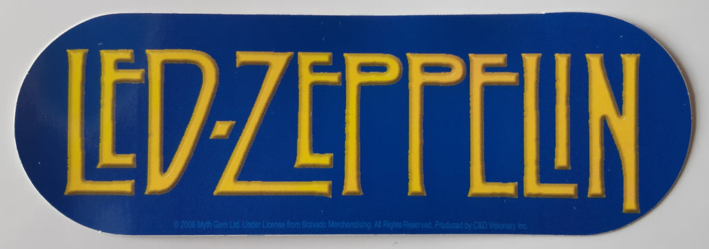 Led Zeppelin Logo Gold On Blue Large Vinyl Sticker – Koolpixnz