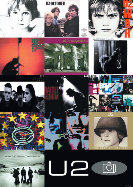 U2 Album Sleeves 1980 - 2000 Montage 100x140cm Vintage Giant Poster ...