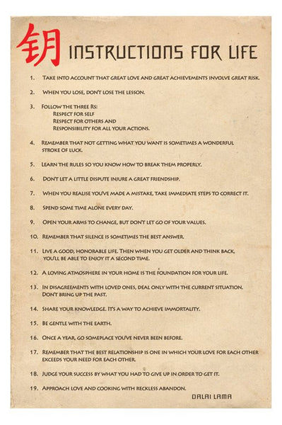 Instructions For Life By Dalai Lama Maxi Poster – Koolpixnz
