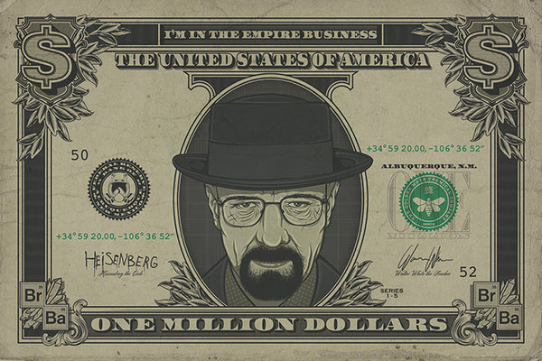 Breaking Bad Dollar Bill Maxi Poster – Koolpixnz